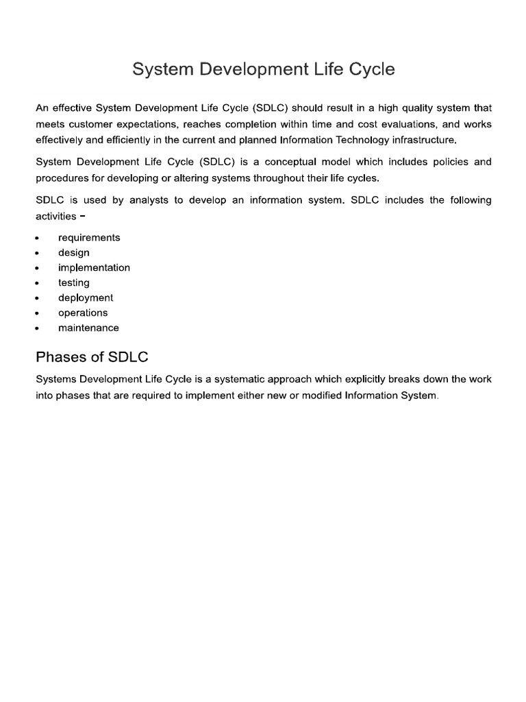System Development Life Cycle | PDF