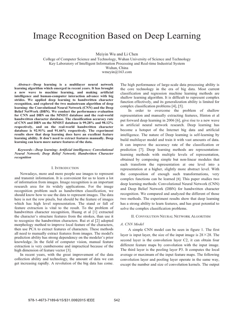 Image Recognition Based On Deep Learning | PDF | Deep Learning ...