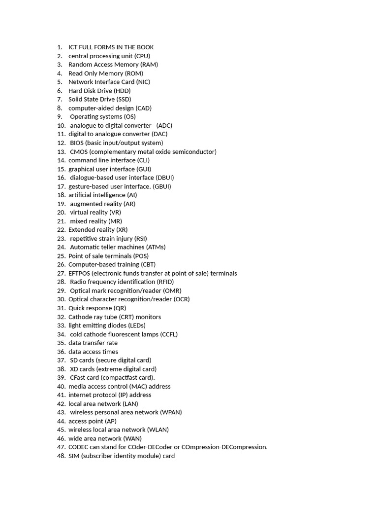 Ict Full Forms in The Book | PDF