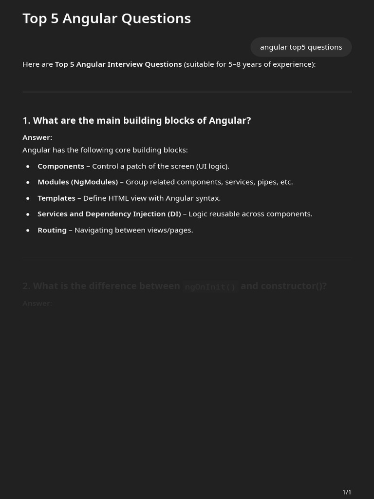 Top 5 Angular Questions | PDF