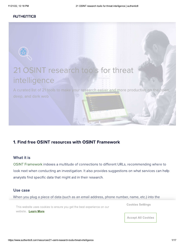 21 OSINT Research Tools For Threat Intelligence | PDF