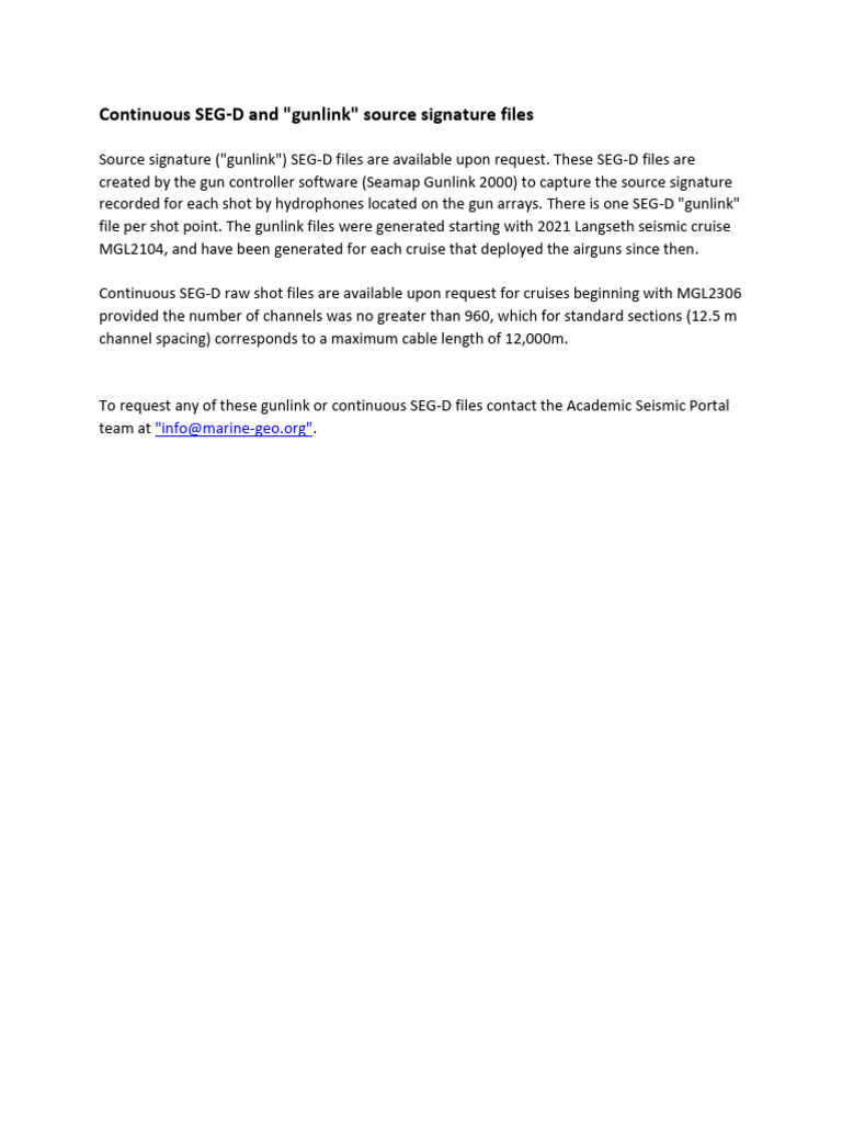 Continuous SEGD and Gunlink Files Info | PDF
