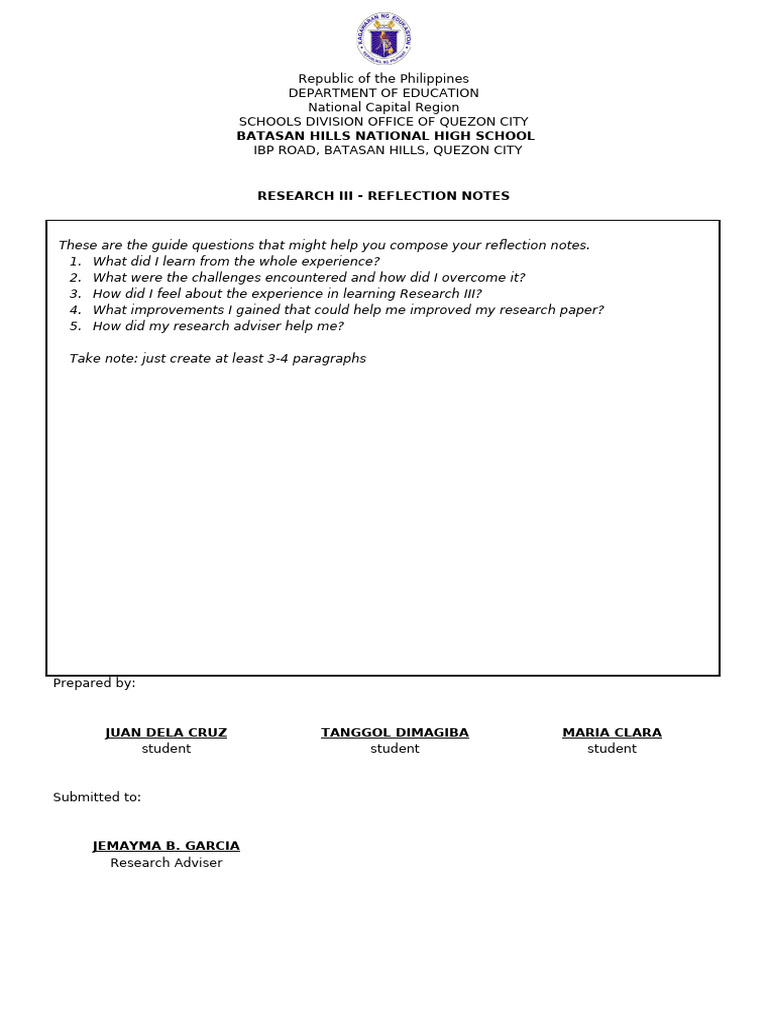 Reflection Notes | PDF