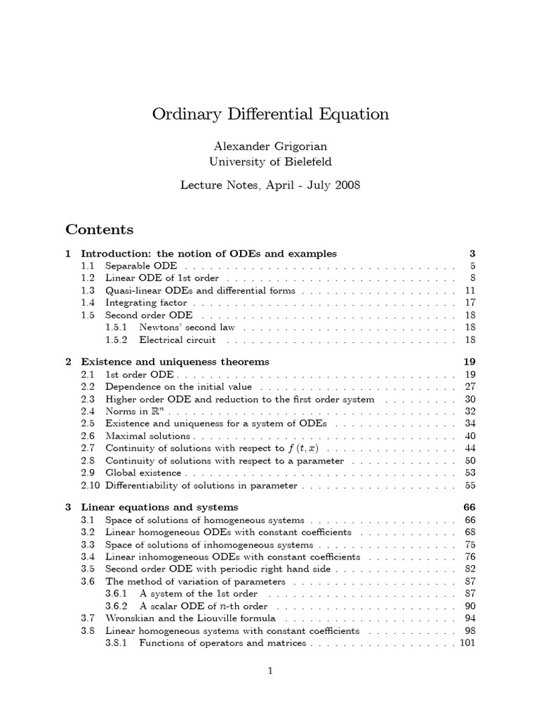 Ordinary_Differential_Equation | PDF | Ordinary Differential Equation ...