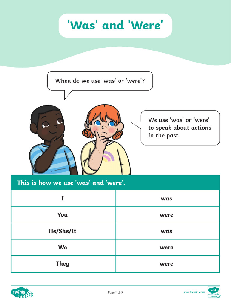T 1719513111 Esl Was Were Worksheet Kids A2 - Ver - 3 | PDF | English ...