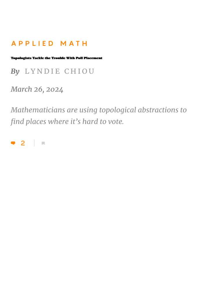 Topologists Tackle The Trouble With Poll Placement - Quanta Magazine ...