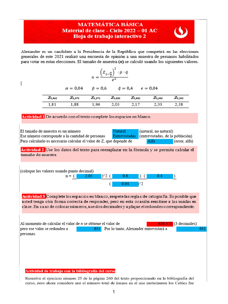 Mate Basica Hoja Interactiva 2 | PDF