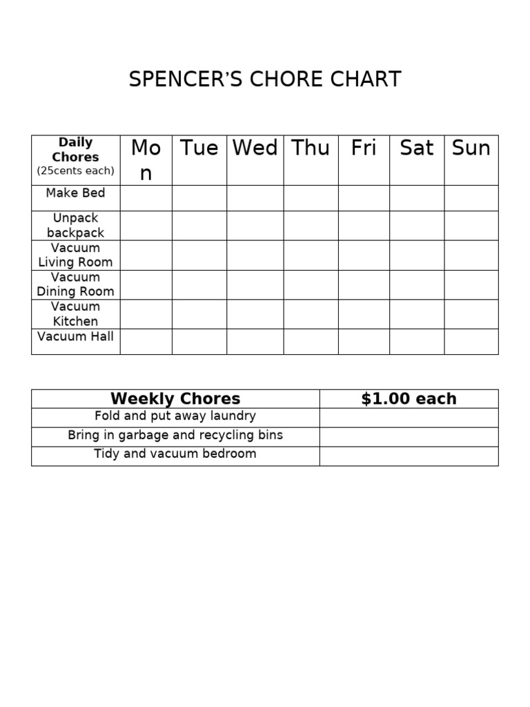 Chore Chart | PDF