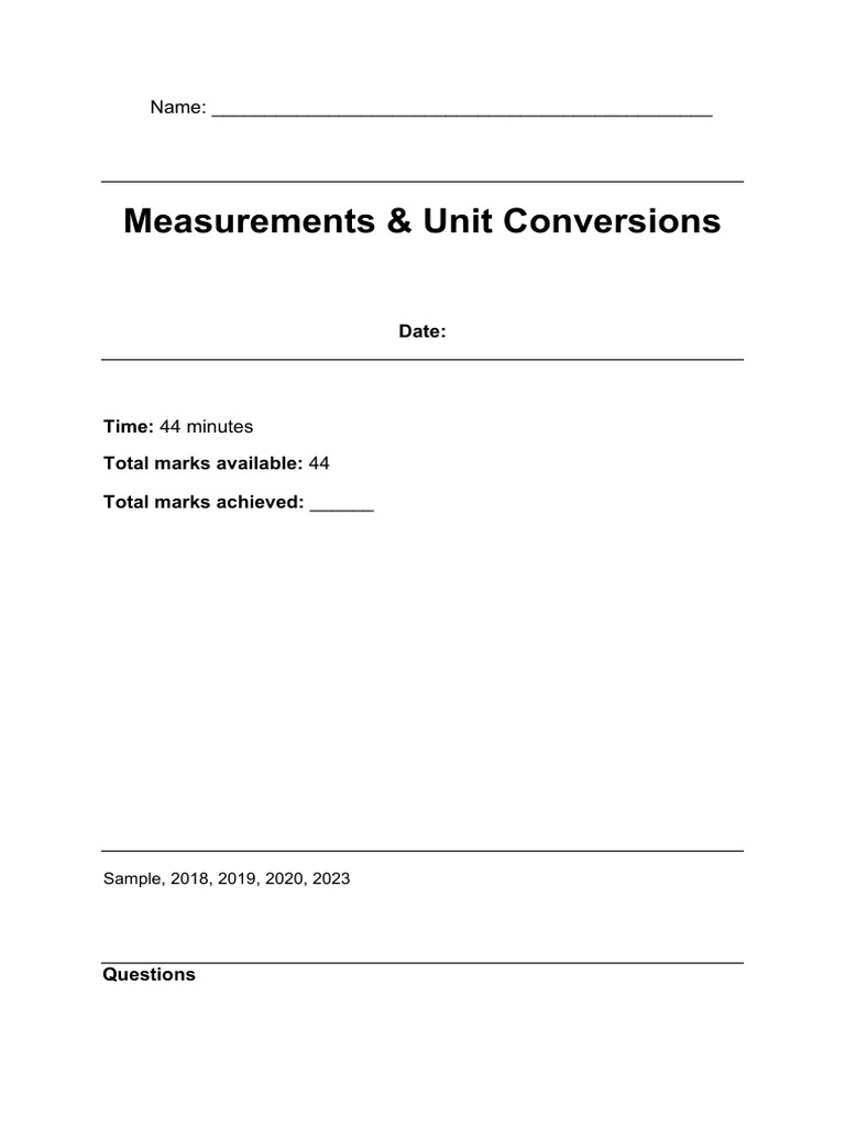 7 Measurements & Unit Conversions QP | PDF | Speed | Units Of Measurement