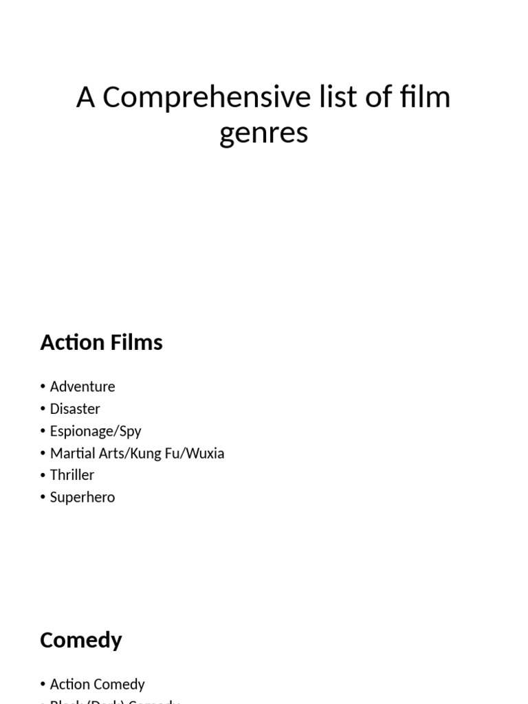 Comprehensive Film Genre List | PDF