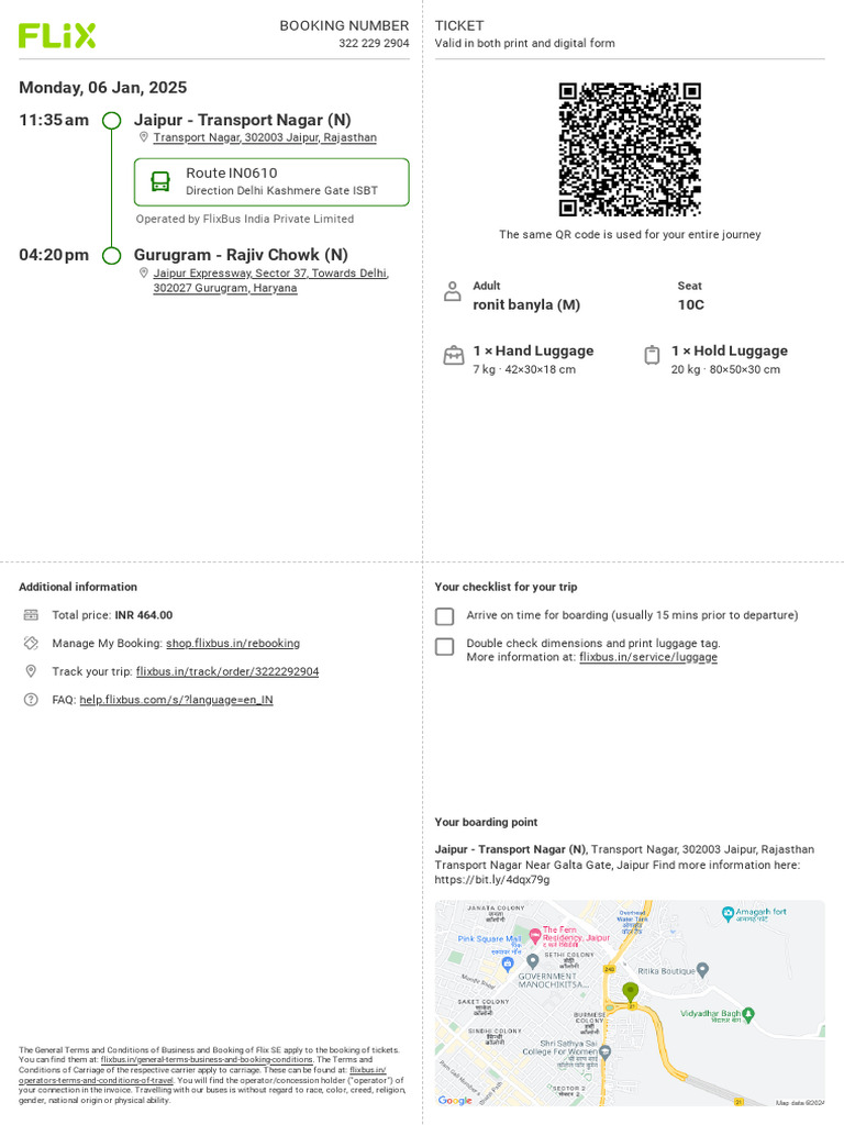 Ticket Jaipur Gurugram 3222292904 | PDF | Transport | Public Transport