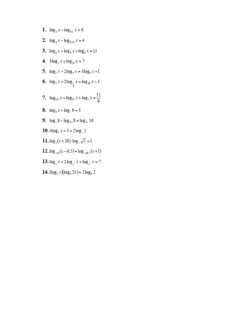 Logarithmic Equations and Solutions | PDF