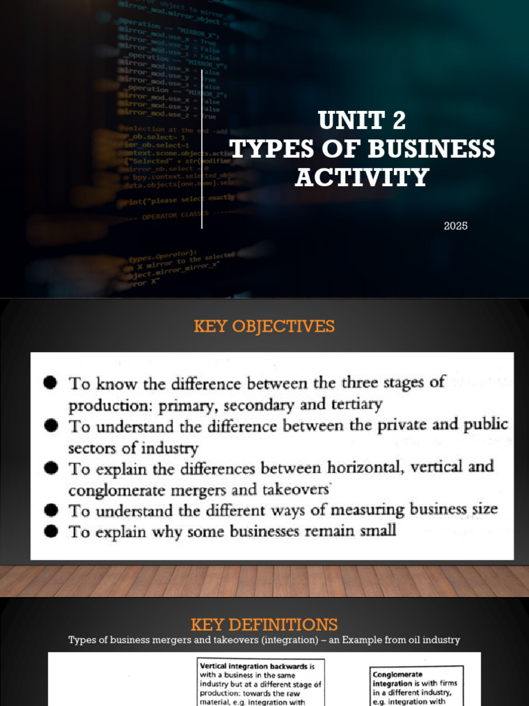 Unit 2 Types of Business Activity | PDF