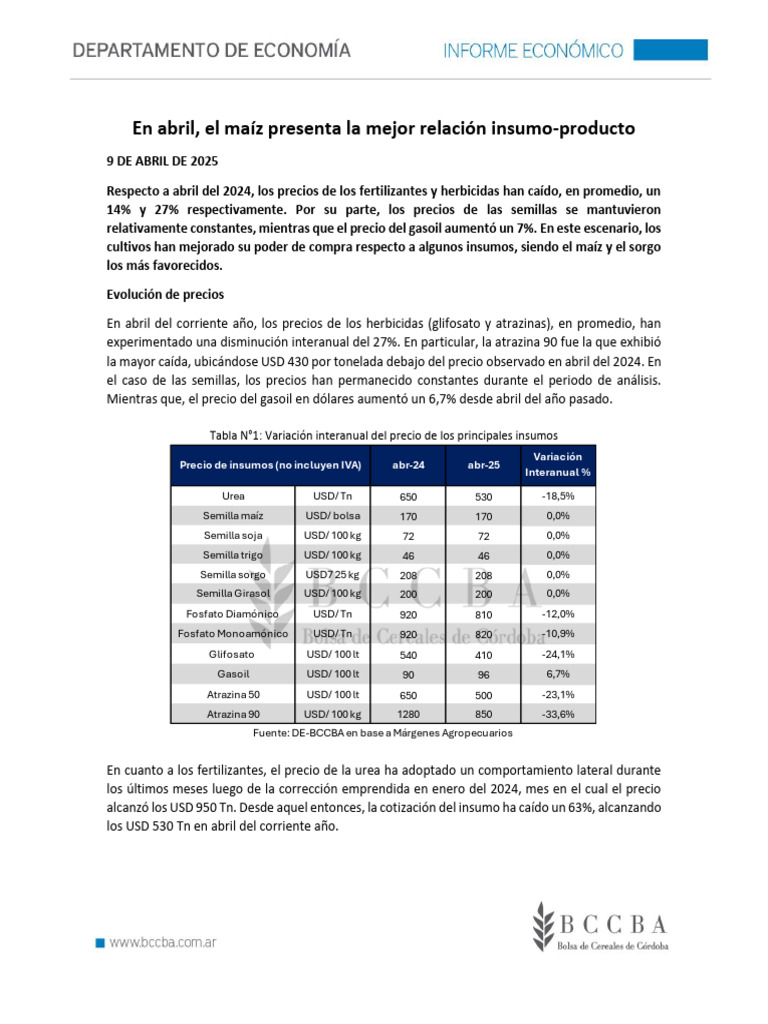 Informe Económico N°449 | PDF | Agronomía | Agricultura