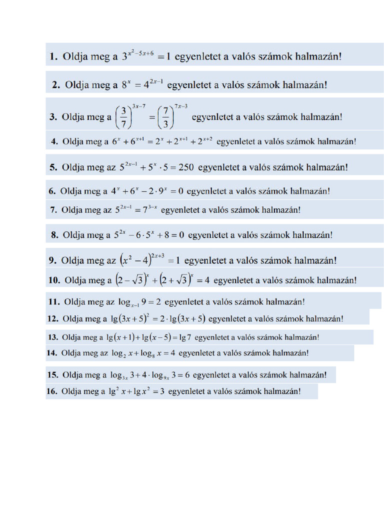 Exp-Log Gyakorló | PDF