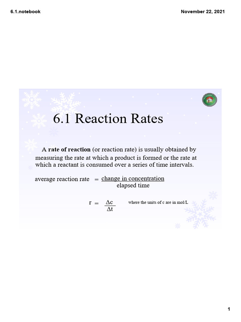 6.1 Reaction Rates | PDF | Reaction Rate | Chemical Reactions
