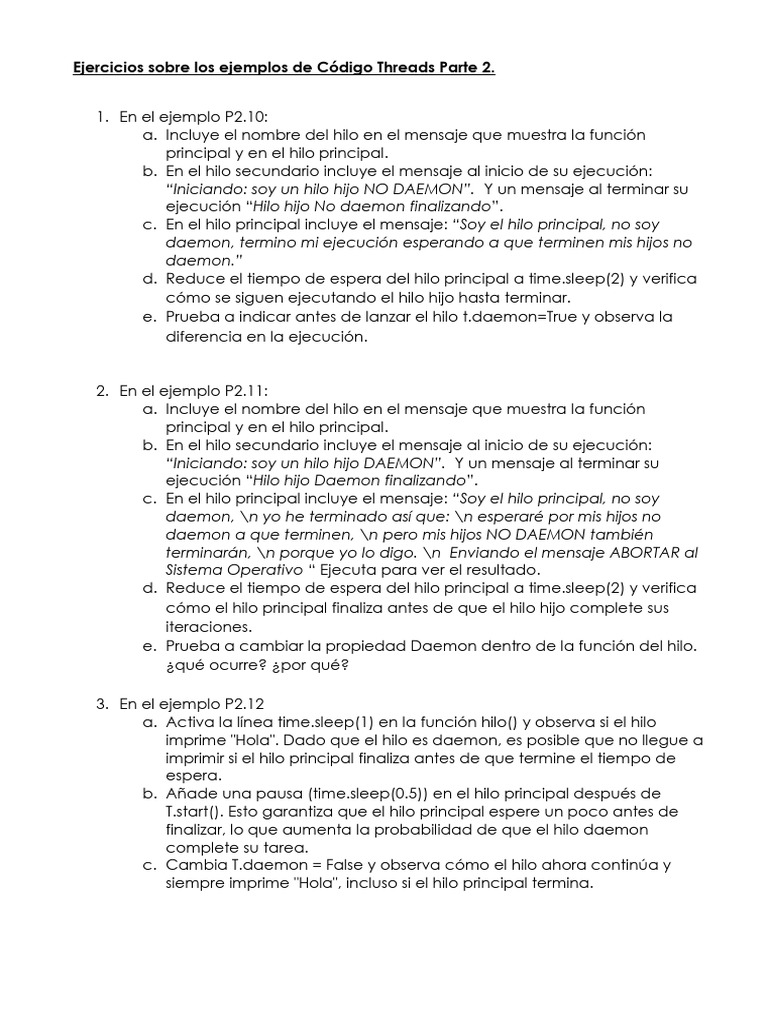 Ejercicios Threads Parte2 | PDF | Hilo (Computación) | Informática