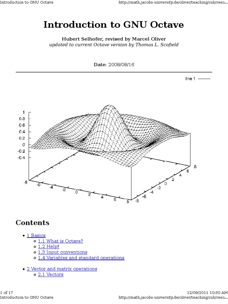 Introduction To GNU Octave: Updated To Current Octave Version by Thomas L. Scofield | PDF ...