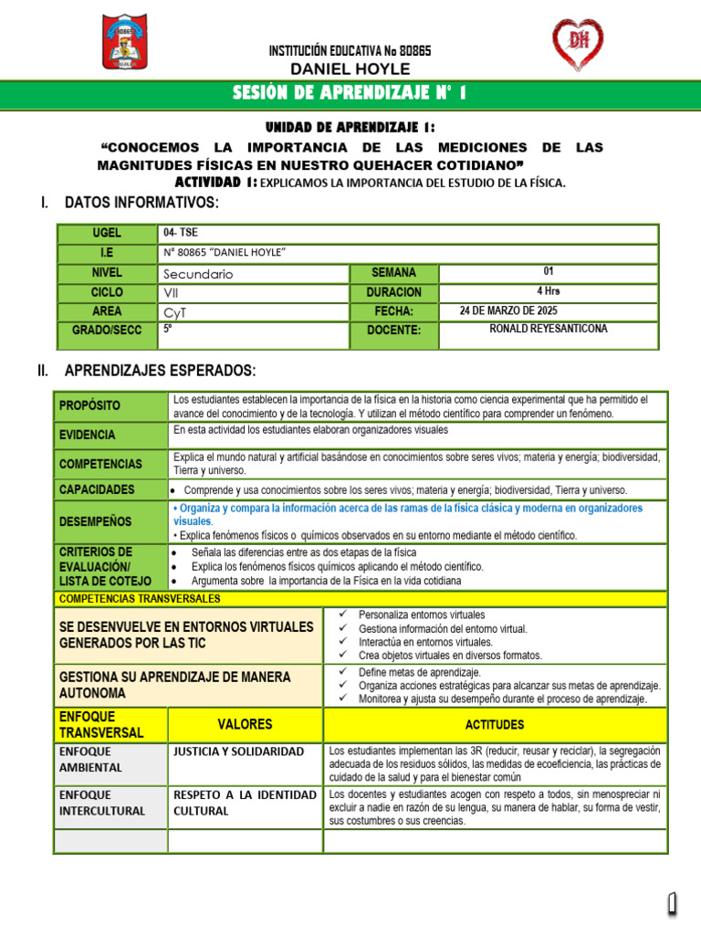 5º Ses Act 1-Cyt-U1 | PDF | Física | Aprendizaje
