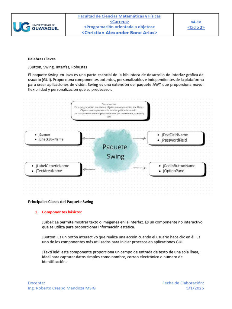 Investigacion paquete Swing | PDF | Interfaces gráficas de usuario | Java (lenguaje de programación)