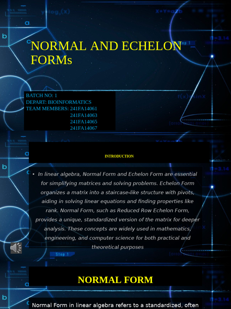 Normal and Echelon Forms Voice Embedded | PDF | Matrix (Mathematics) | System Of Linear Equations
