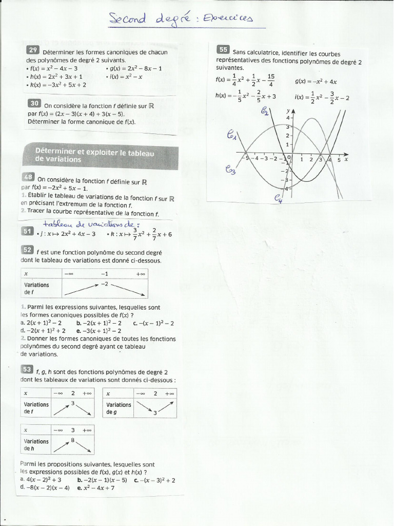 Exos Sup 2nd Degre 1 | PDF