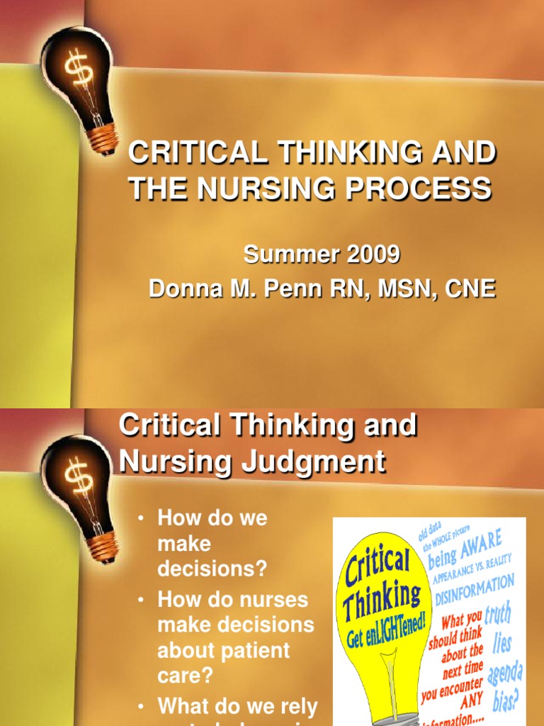 Critical Thinking in Nursing Process | PDF | Critical Thinking | Nursing