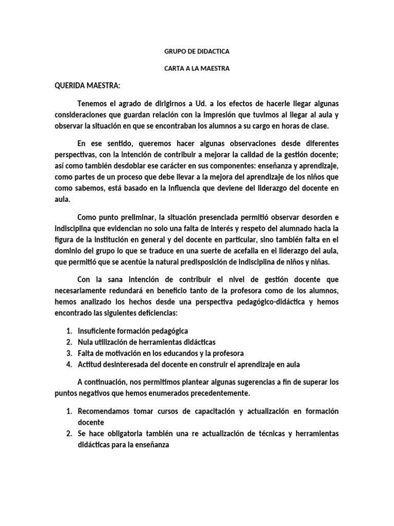 Observaciones y Sugerencias para la Maestra | PDF | Maestros | Enseñando