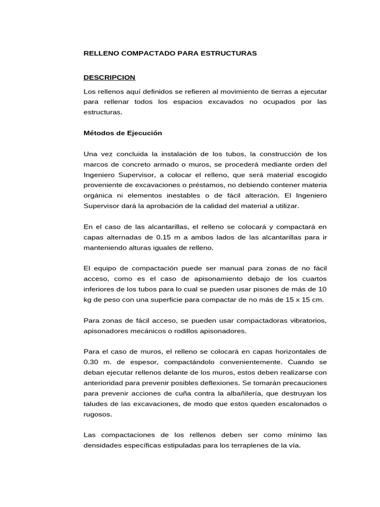Relleno Compactado para Estructuras | PDF | Hormigón