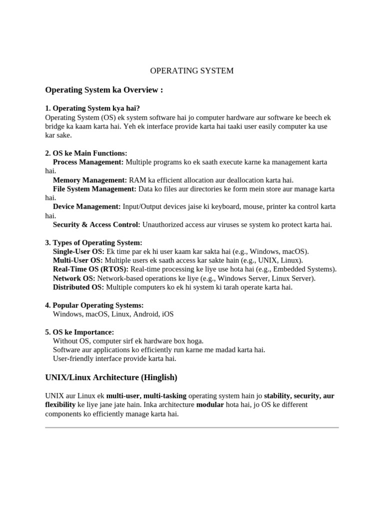 Operating System Overview and Functions | PDF | Kernel (Operating ...