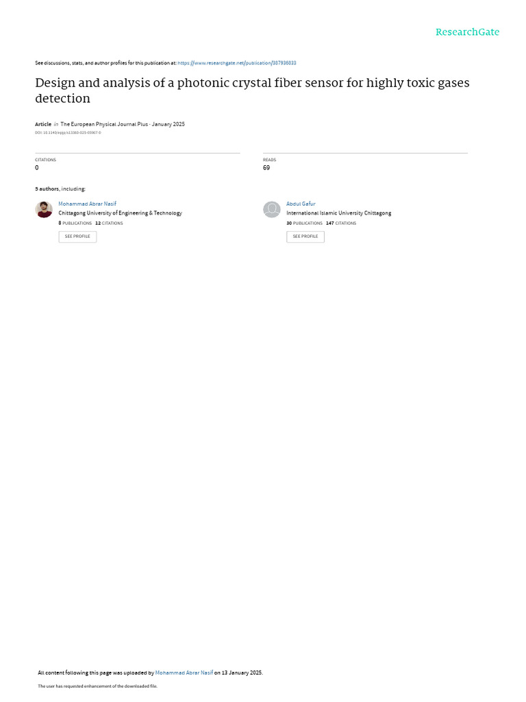 Design and Analysis of A Photonic Crystal Fiber Sensor For Highly Toxic ...