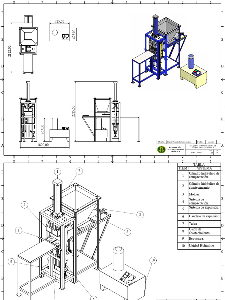 Máquina Compactadora de Ladrillos Automática | PDF | Tornillo | Unión