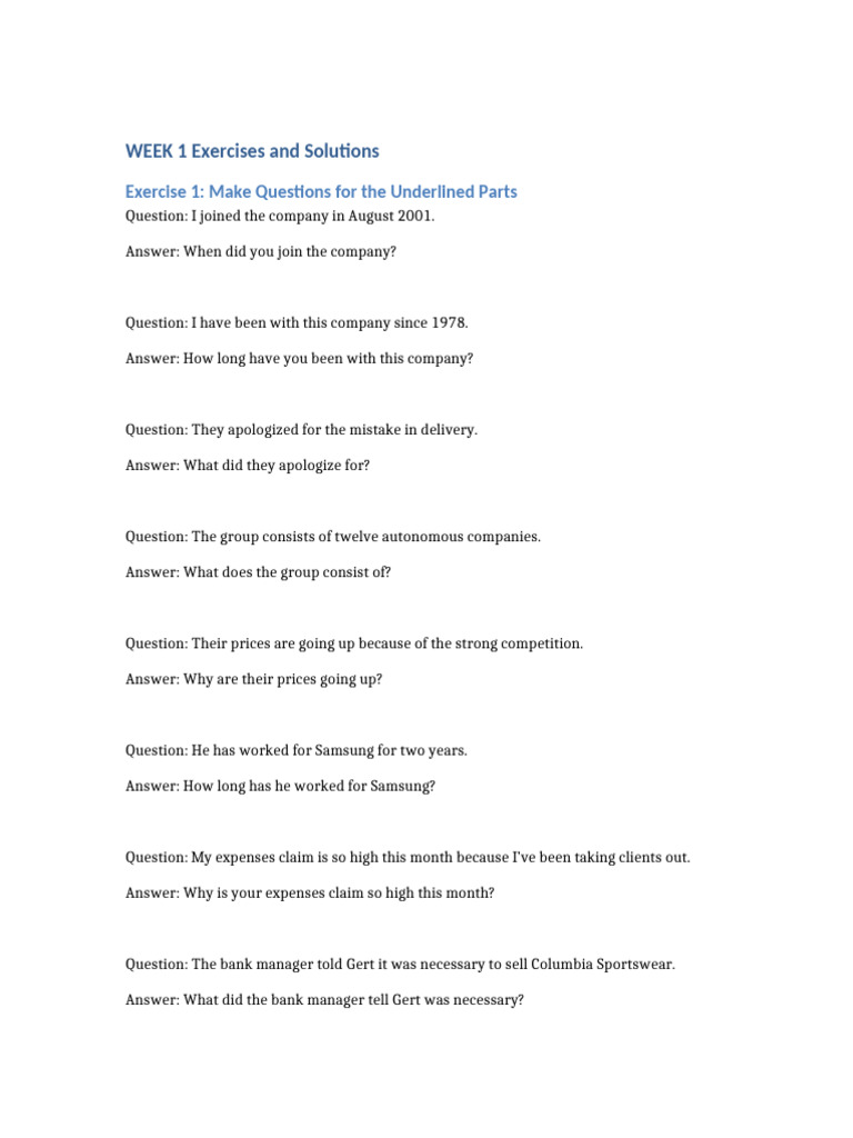 Week 1 Complete Solutions | PDF | Business