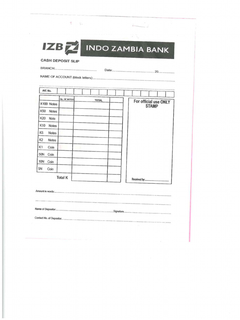 Sample Bank Slip - 1-1-1 | PDF