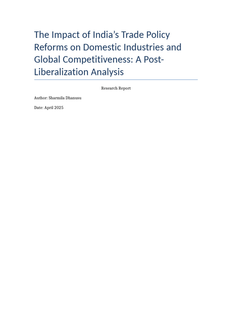 India Trade Reforms Full Report | PDF