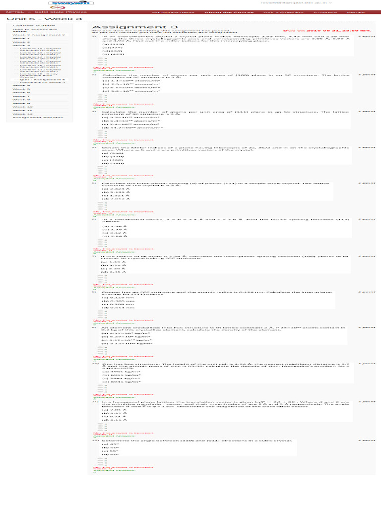 Noc19 ph14 Assignment Week 3 | PDF