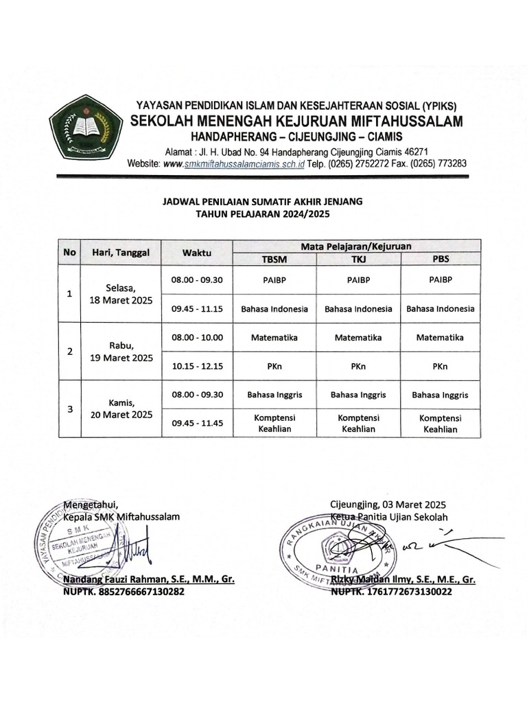 Jadwal PSAJ 2025 | PDF