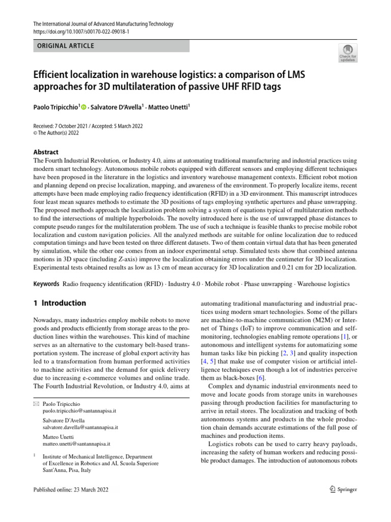Efficient Localization in Warehouse Logistics: A Comparison of LMS Approaches For 3D ...