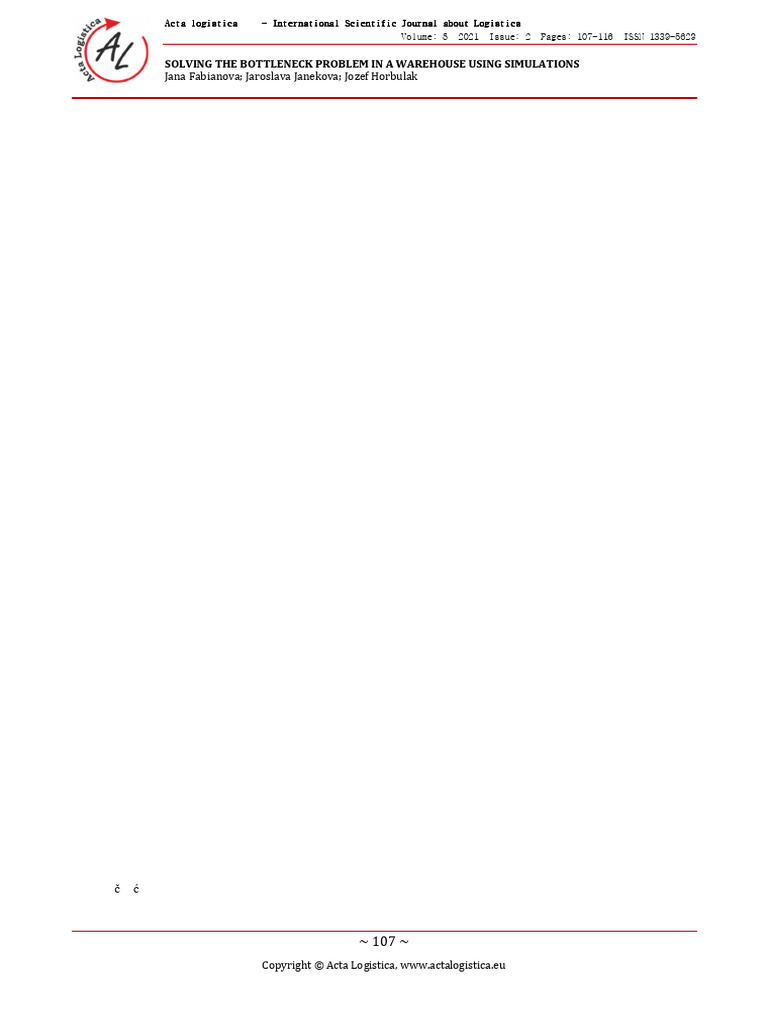 Solving The Bottleneck Problem in A Warehouse Using SimulationsActa ...