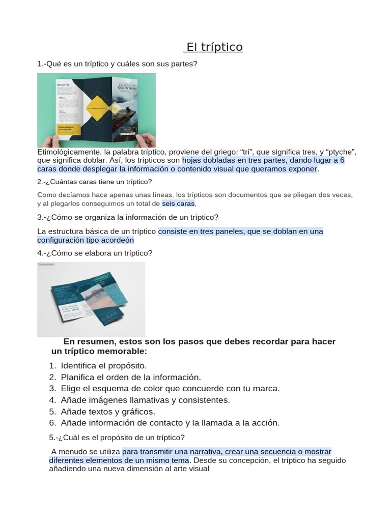 Estructura y partes del tríptico | PDF
