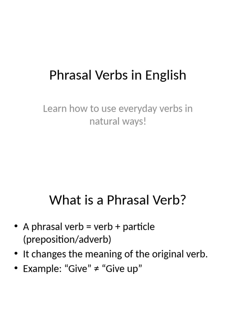 Phrasal Verbs Presentation | PDF