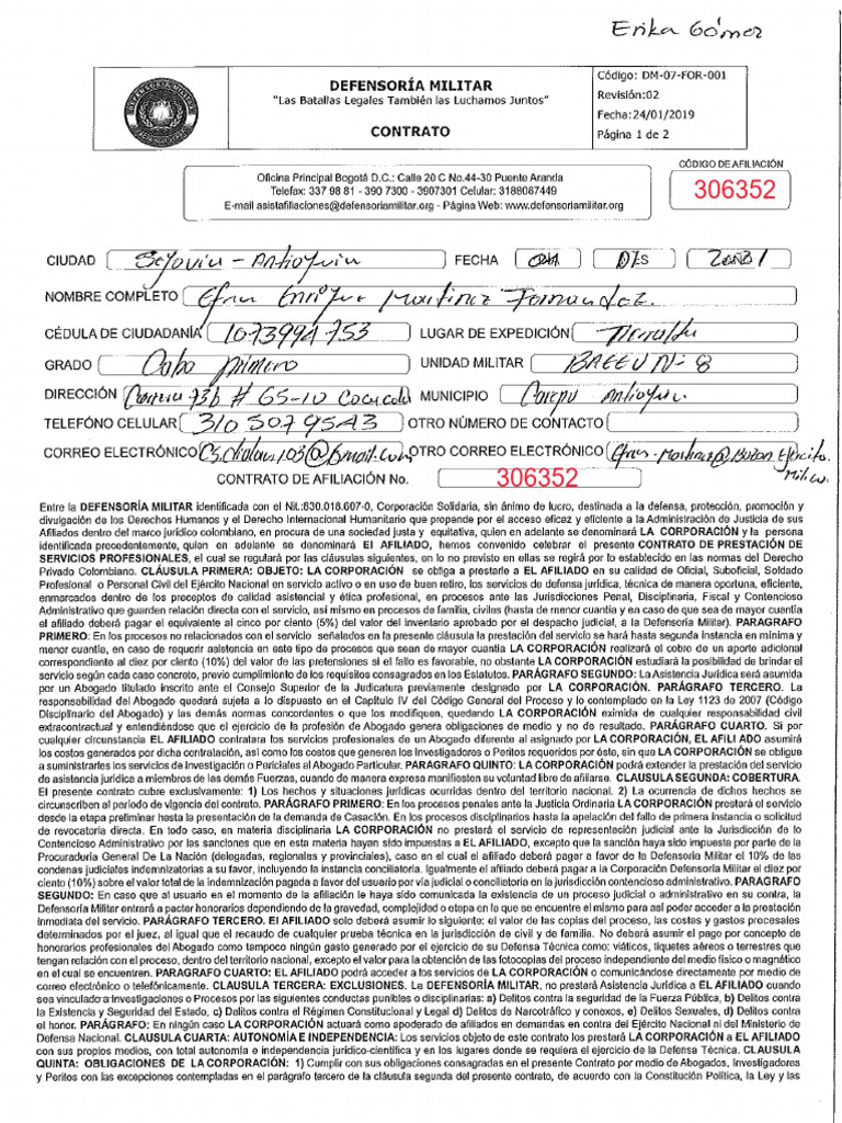 Contrato Martinez Fernandez Efren Enrique | PDF