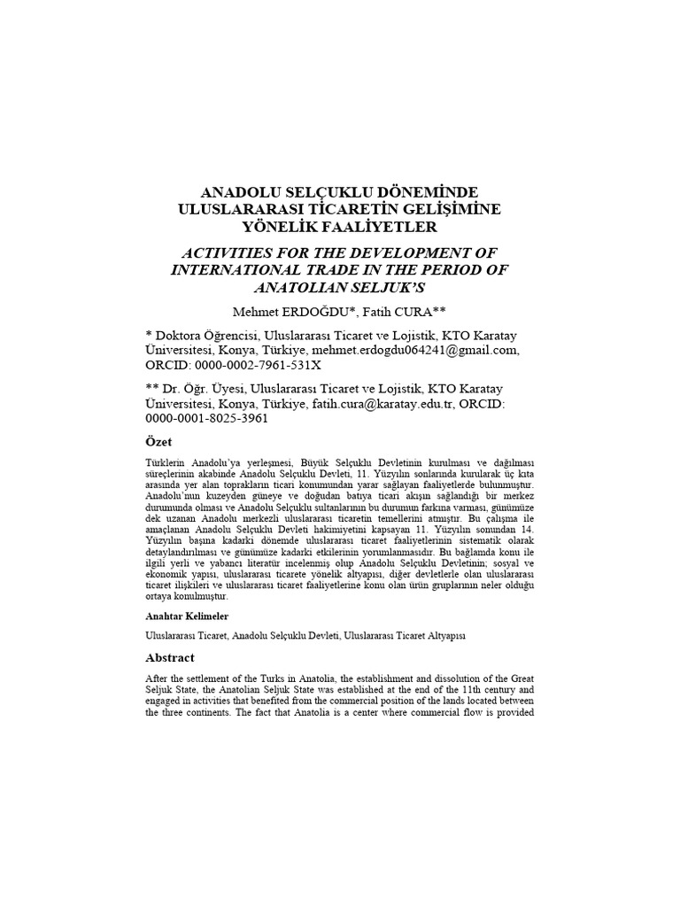 Fatih Cura Ve Mehmet Erdogdu PDF | PDF