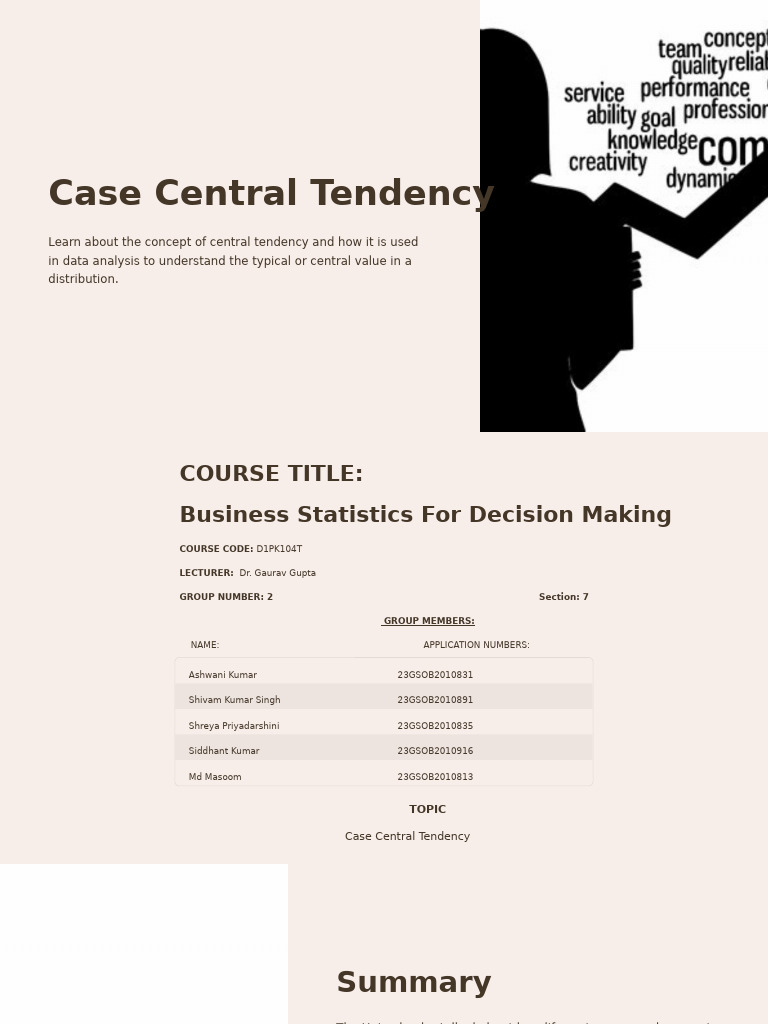 Case Central Tendency Statistics | PDF | Mean | Mode (Statistics)