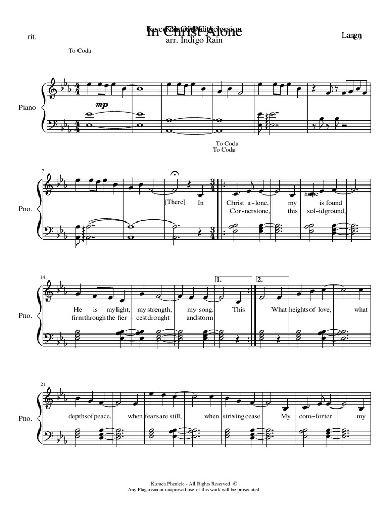 In Christ Alone Piano Arrangement | PDF
