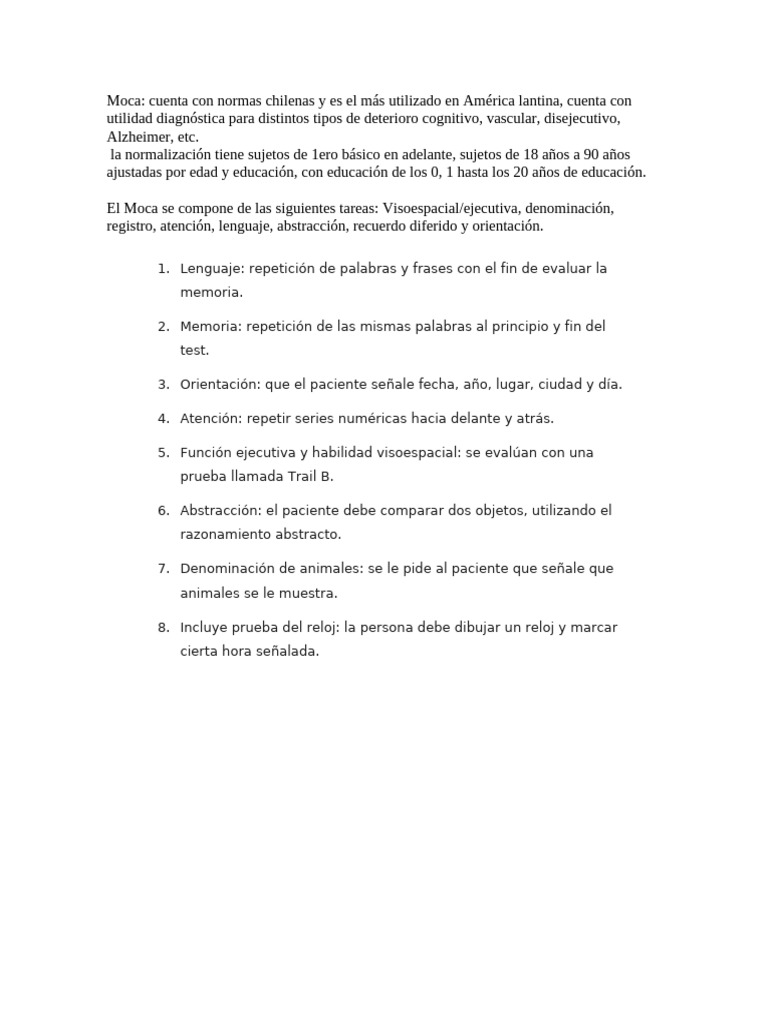 Evaluación Cognitiva con MOCA en Chile | PDF | Atención | Memoria