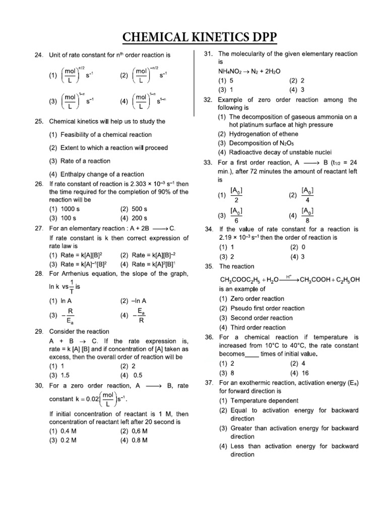 Chemical Kinetics Dpp-1 | PDF
