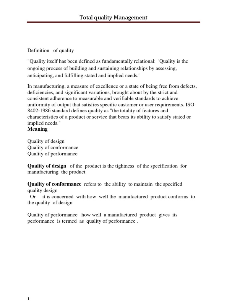 Definition of Quality | PDF | Quality Management | Quality (Business)