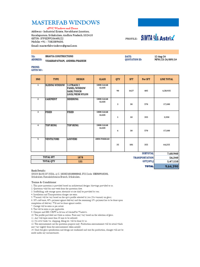 BHAVYA CONSTRUCTIONS_VSKP_SIMPTA | PDF | Window
