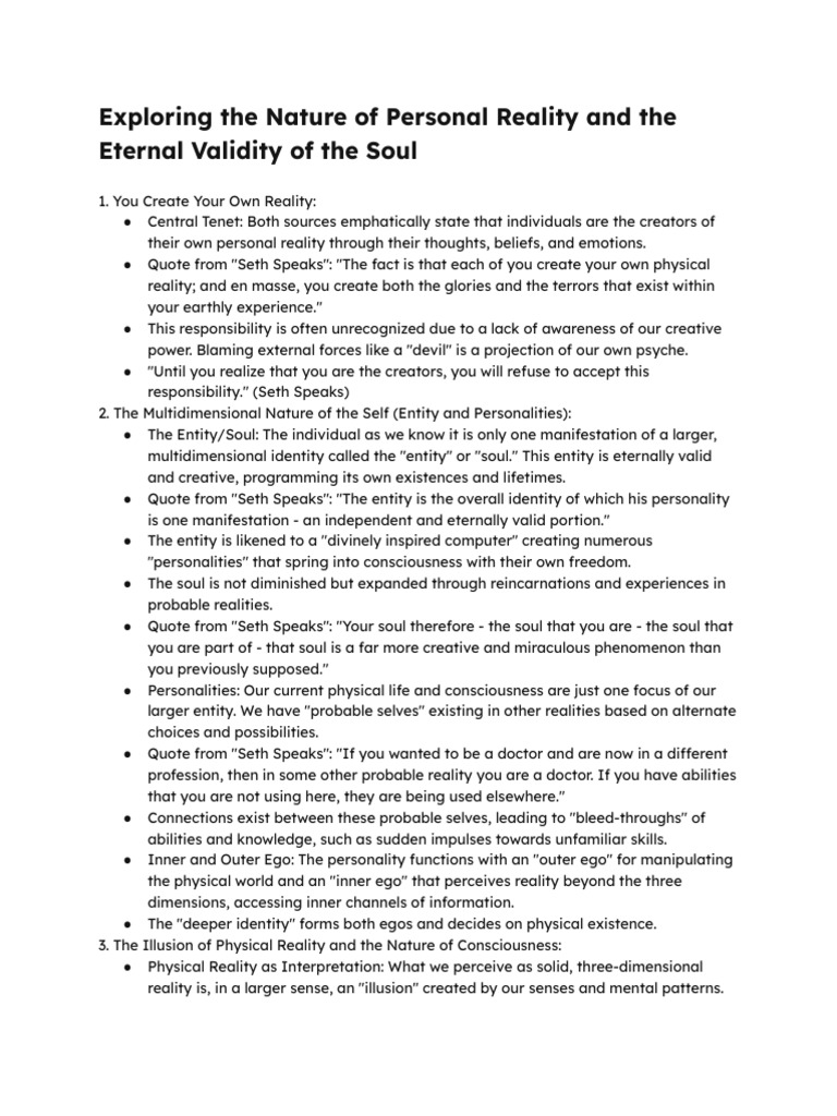 Exploring The Nature of Personal Reality and The Eternal Validity of ...